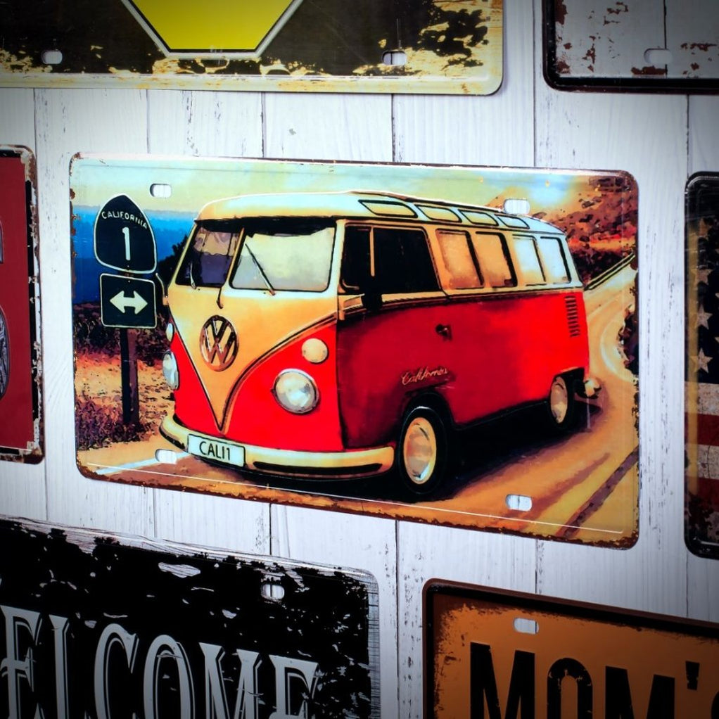 Number Plates wall sign - Volkswagen Red Van — eazy wagon
