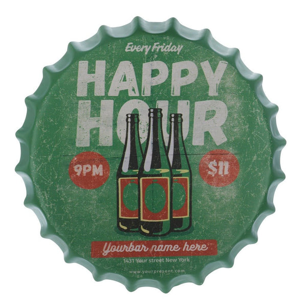 Bottle Caps wall decor sign - Every Friday Happy Hours (14"x14")