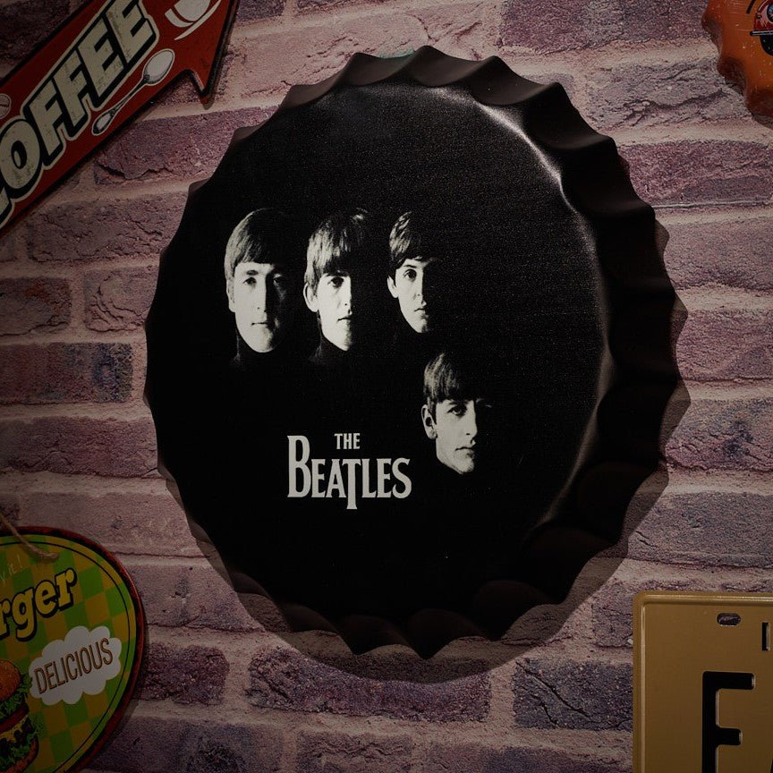 Bottle Caps wall decor sign - The Beatles Men (14"x14")