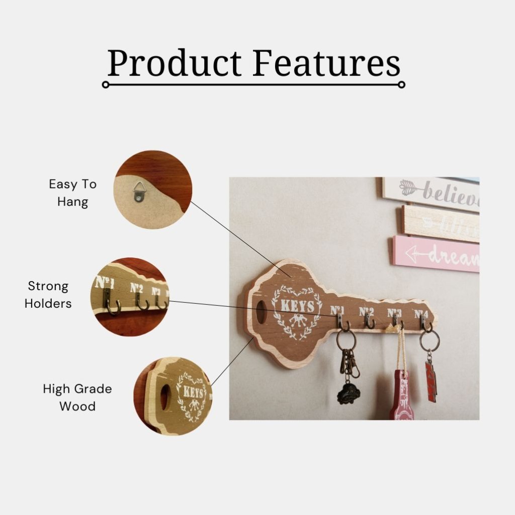 Wall Key Hooks - Key Shape Holders (6 Colors)